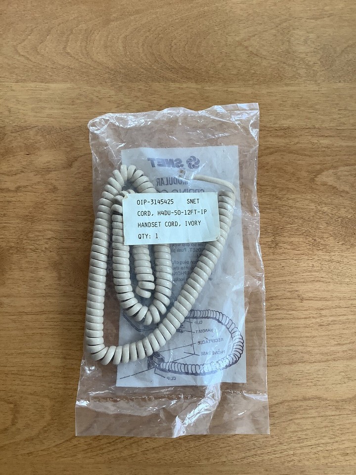 SNET IVORY TELEPHONE Handset Modular Spring Cord NEW SEALED | eBay