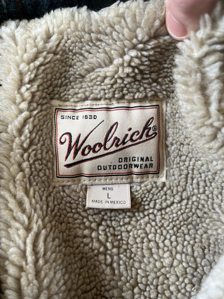 Vtg 90s Woolrich Wool Plaid Heavy Jacket Sherpa Lined Mens Size L | eBay