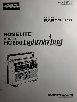 Homelite HG600 Lightnin' Bug Gasoline Electric Generator Parts Catalog ...