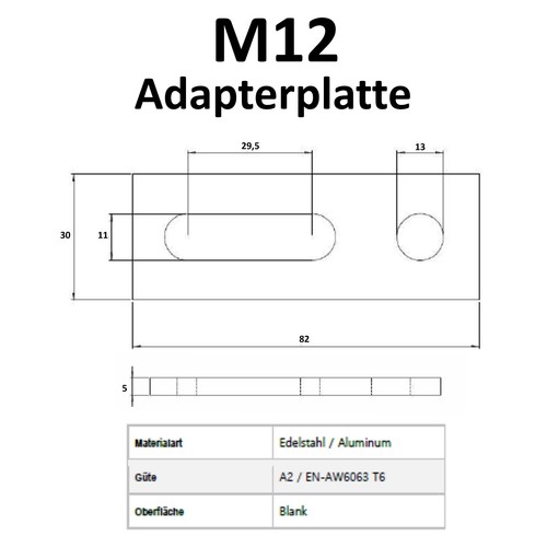 Stockschraube M12 x 300 mm + Adapterblech aus Edelstahl + EPDM Dichtung ...