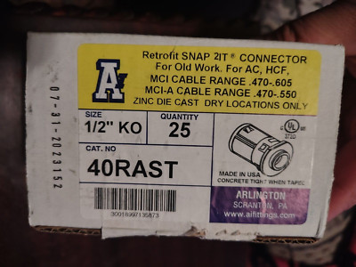 21 - Arlington 40RAST Snap-2-It Retrofit Connector 1/2" KO New | eBay