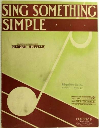 1930 Sing Something Simple Herman Hupfeld Vintage Sheet Music M49 | eBay