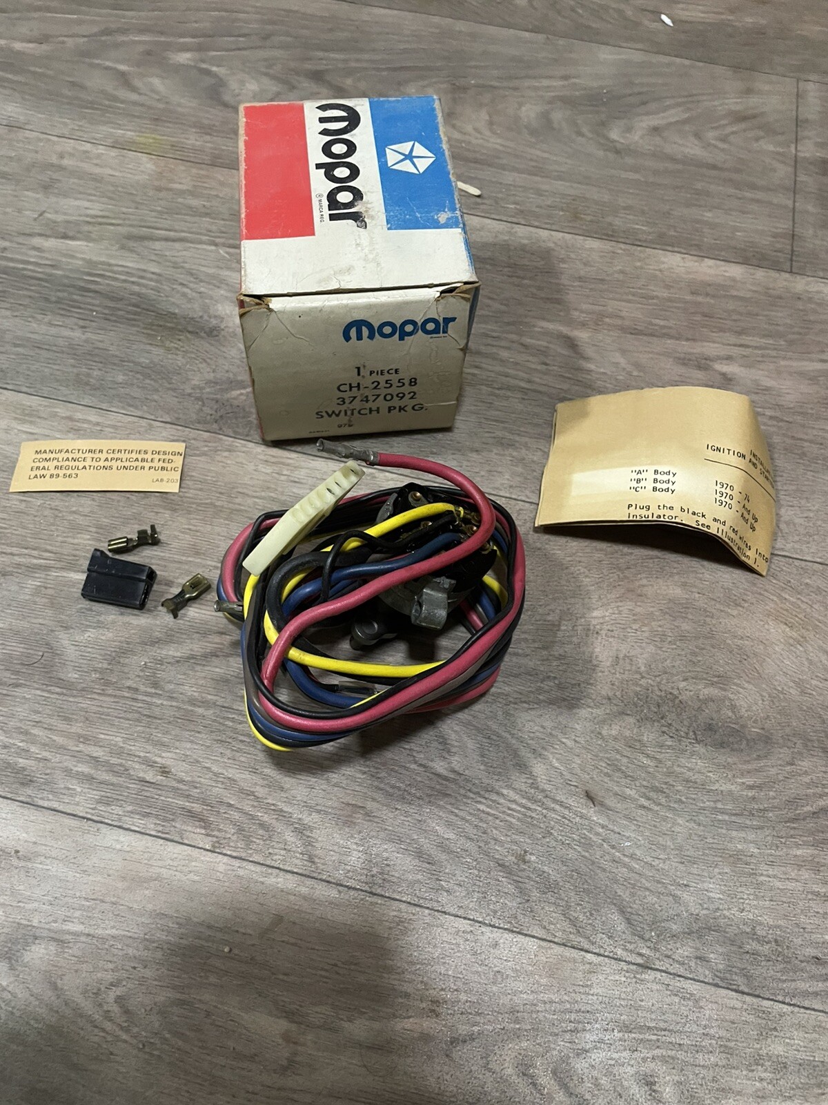 1970-1974 Mopar A B E-body Ignition Switch | 3747092 | OE | NOS