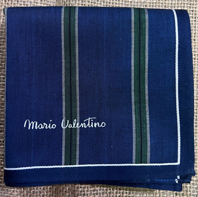 MAN HANDKERCHIEF COTTON ART POCKET SQUARE 18" CLASSIC STRIPED BLUE ...