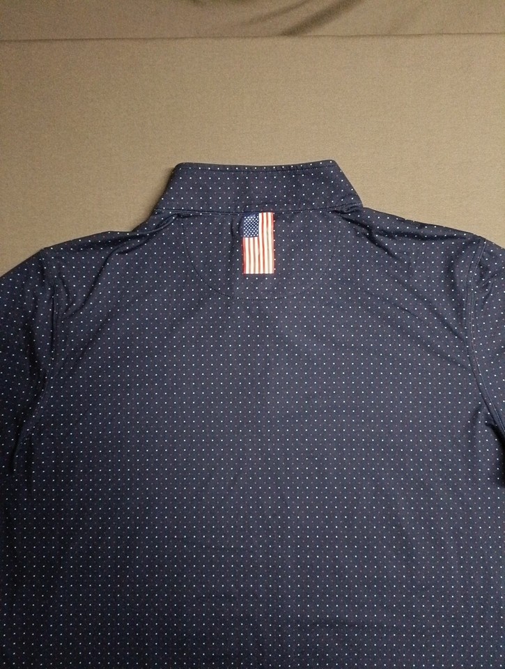 Rhoback Pullover Men XL Blue Polkadot Print USA Flag Quarter Zip ...