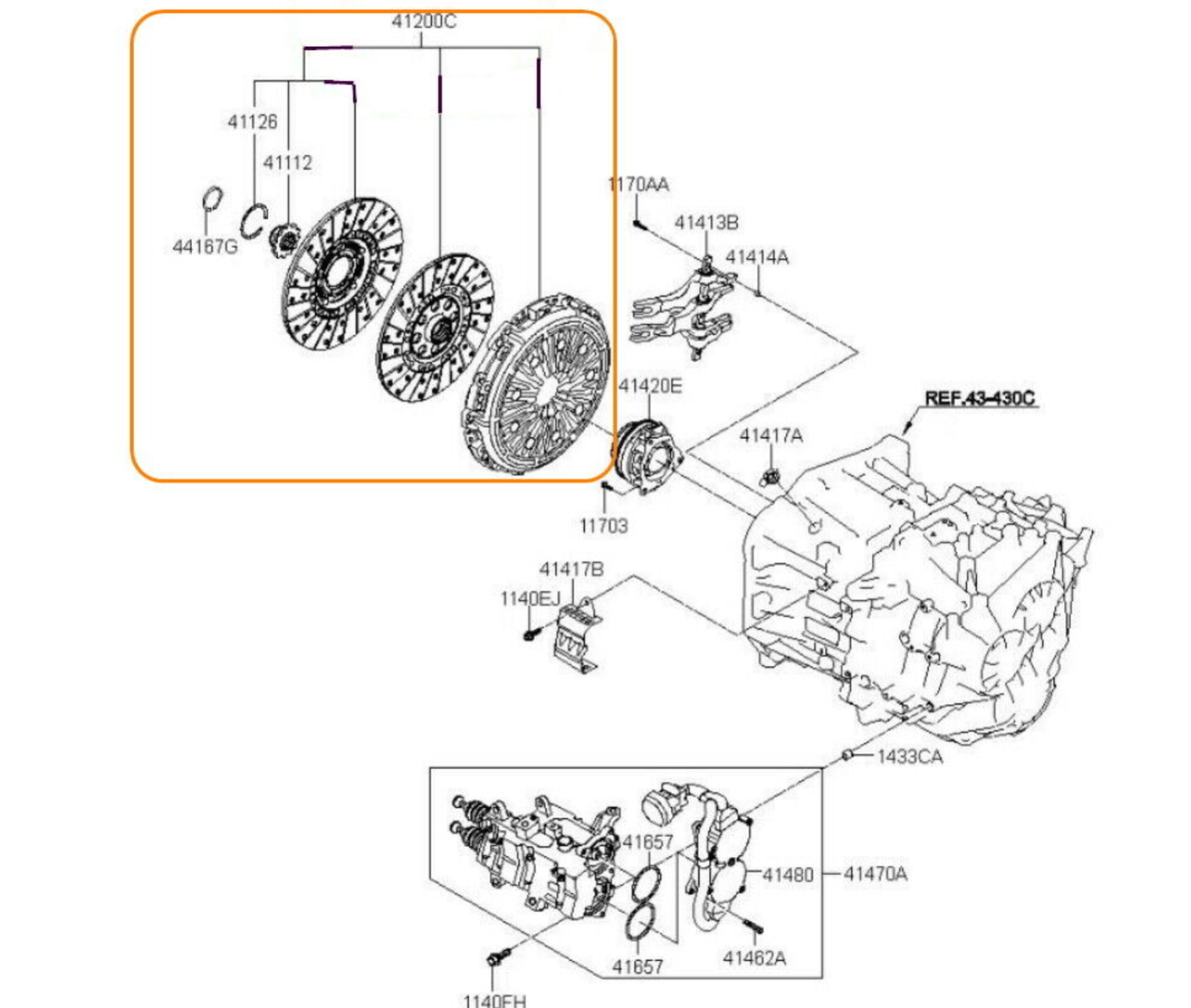 OEM 41200-2D200 Double Clutch Set 1.6L Turbo for Hyundai Kia 2017~2022 ...