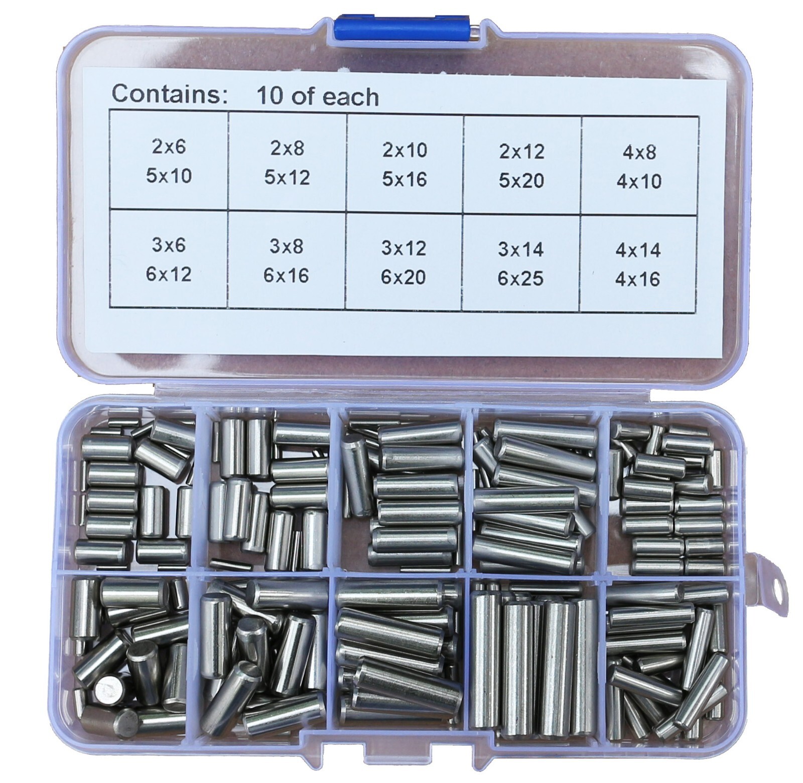 200Pcs 304 Stainless Steel Ø2 Ø3 Ø4 Ø5 Ø6mm Dowel Pin Rod Assortment ...