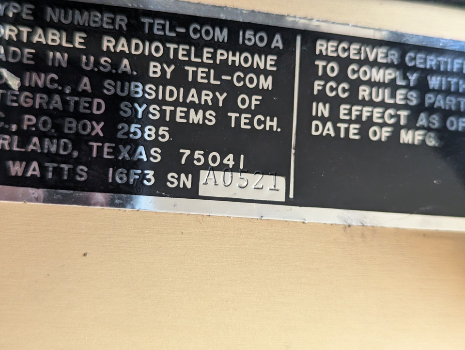 Integrated Systems Technology TEL-COM 150A Mobile Briefcase Telephone ...