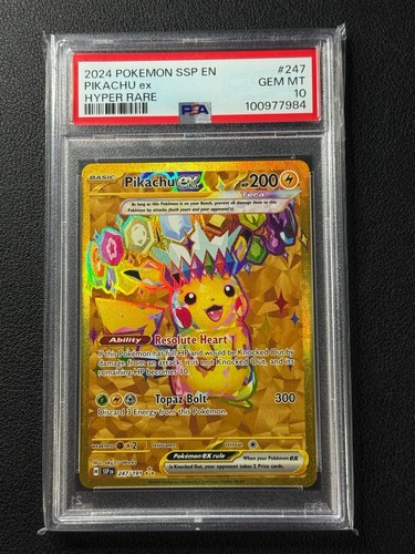 PIKACHU EX PSA 10 2024 POKEMON SSP EN #247 HYPER RARE GEM MINT 7984 | eBay