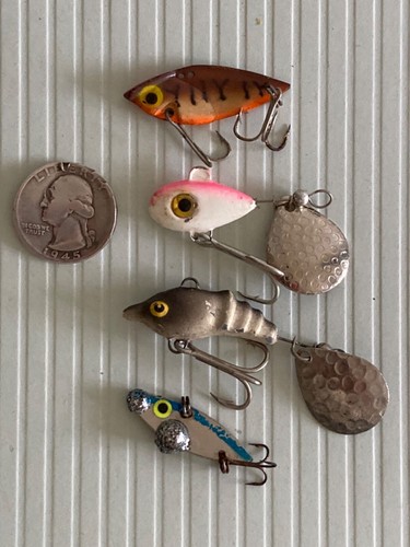 VTG LOT 4 FISHING LURES MANN’S LIL GEORGE CRAW TAIL SPIN SHAD BLADE ...