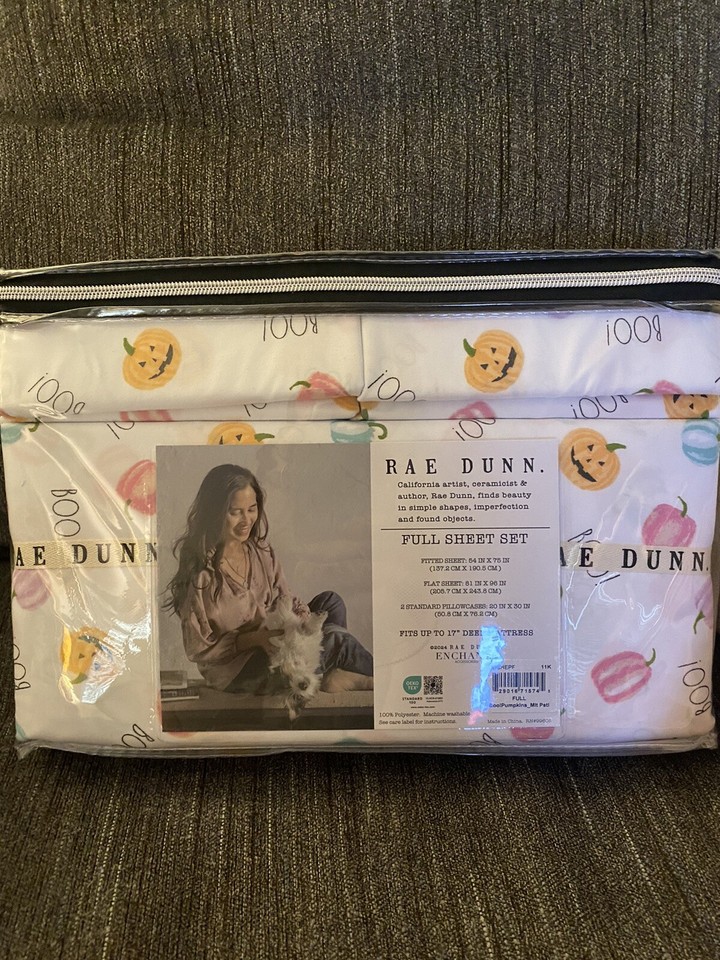 Rae Dunn Pumpkin Pastel BOO Halloween Full Size Sheet Set NEW | eBay