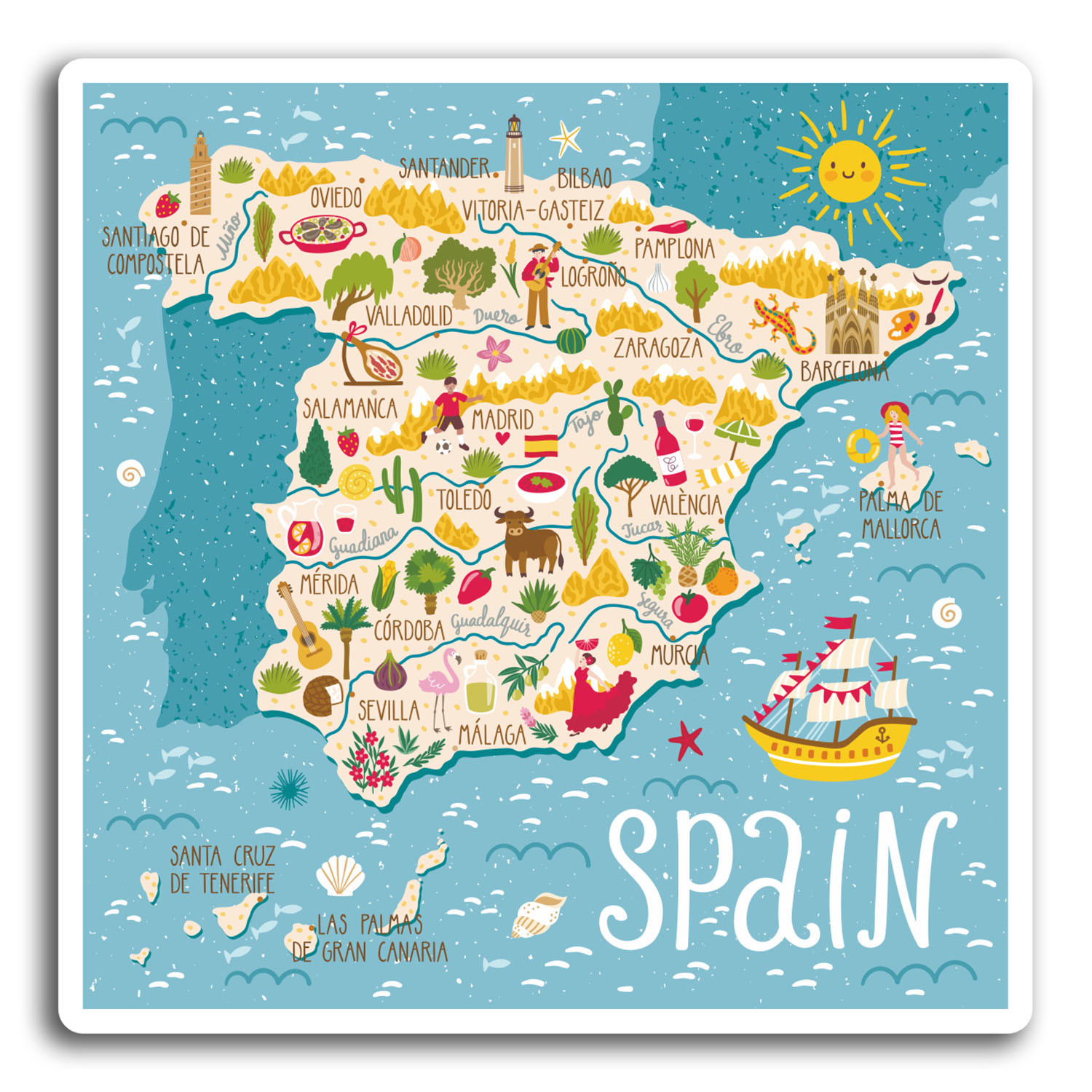 2 x 10cm Spain Spanish Map Travel Vinyl Stickers - Sticker Laptop ...