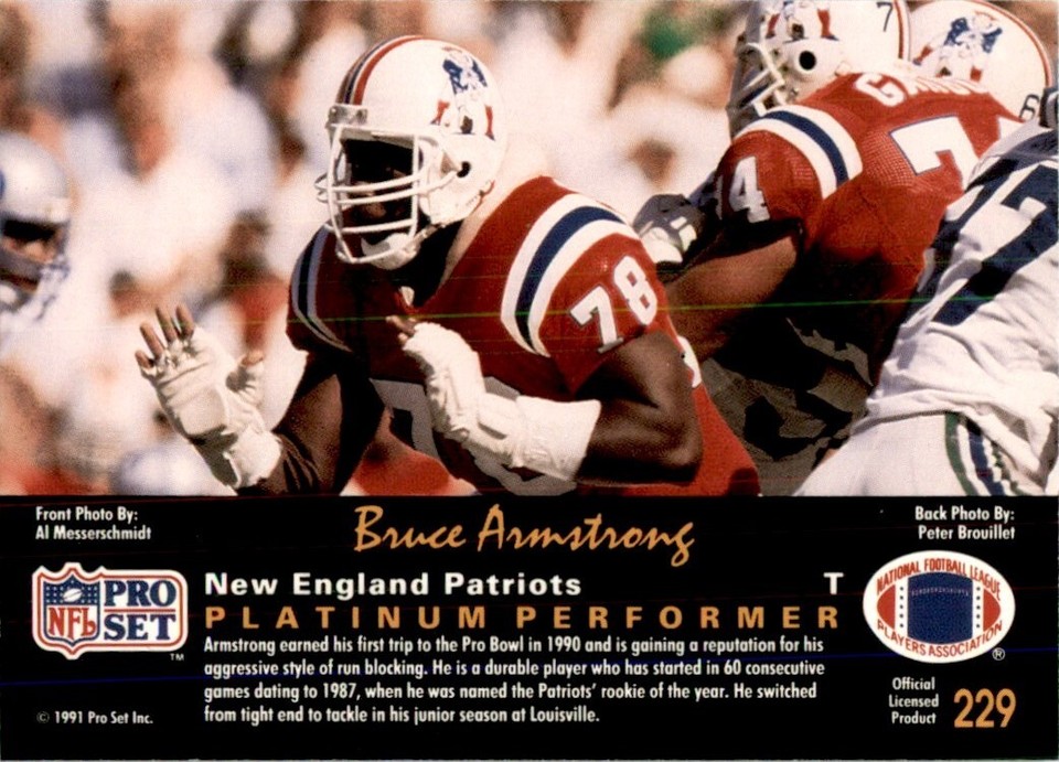 1991 Pro Set Platinum Bruce Armstrong New England Patriots #229 NFL ...