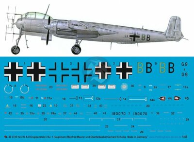 Peddinghaus 1/48 He 219 A-0 Markings Manfred Meurer Stab.I/NJG 1 ...