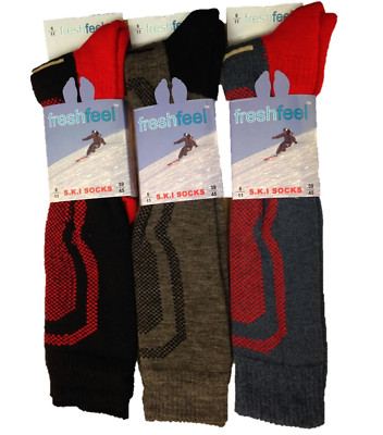 3 PAIRS MENS THERMAL PADDED SKI SOCKS HIGH PERFORMANCE LONG LENGTH SIZE ...