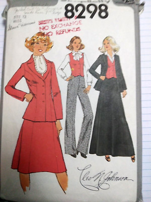 Blazer Jacket Pants Skirt Vest 12 Simplicity 8298 Sewing Pattern Cut ...