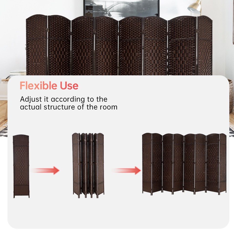 Room Divider 8 Panel Room Screen Divider Wooden Screen Folding ...