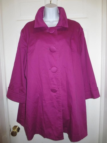 SPENSE WOMAN Women Plus RASPBERRY Purple Pink Cotton Stretch JACKET ...