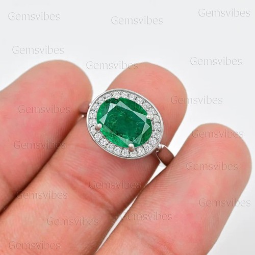Smaragd Ring für Damen & Braut Geschenk Sterlingsilber Lab-Created ...