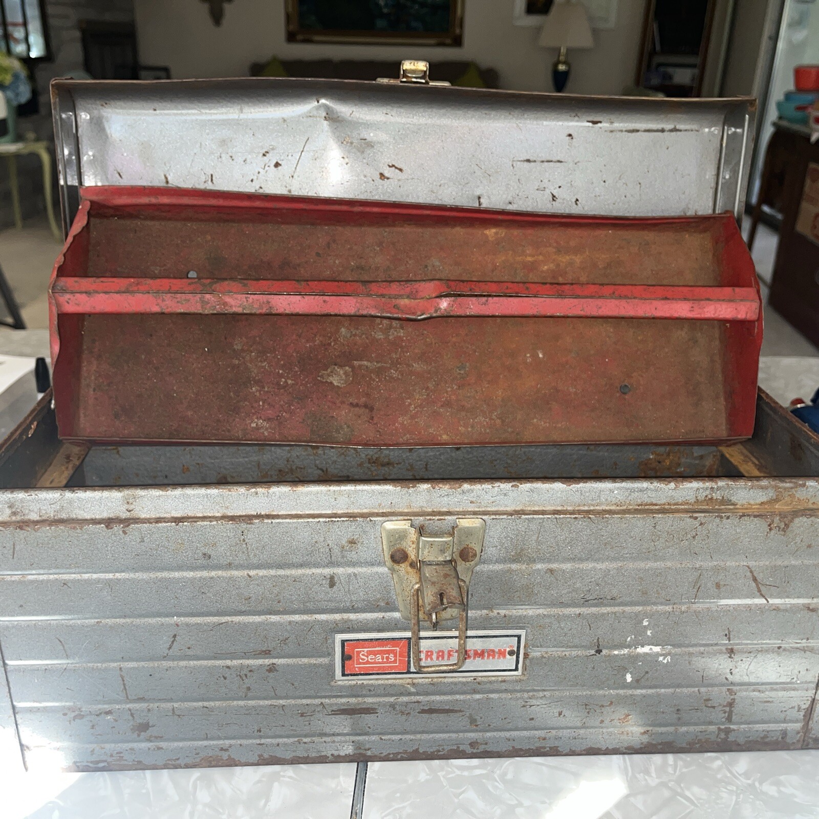 craftsman vintage hand carry metal tool box with emblem | eBay