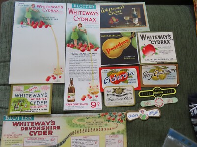 Cider - Whiteway's Devon -Cydrax & Peardrax Blotters, Labels etc 1950's ...