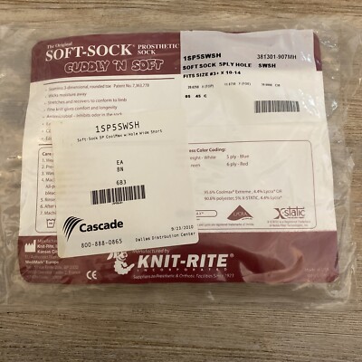 Knit-Rite Soft Sock 5Ply Hole 1SP5-SW-SH (size #3+ x 10-14) White New ...