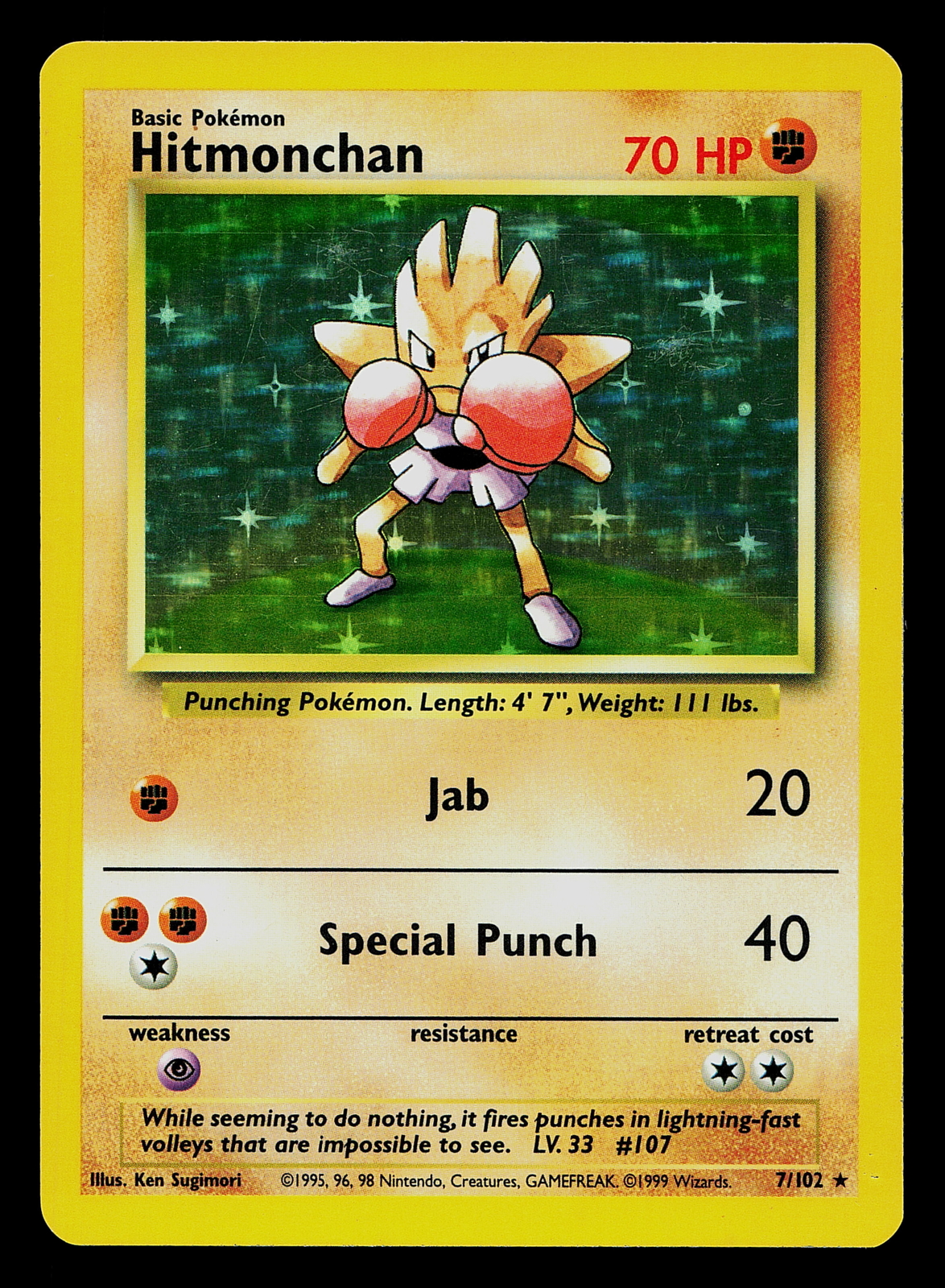 Pokemon Card - Hitmonchan Base Set 7/102 Holo Rare | eBay