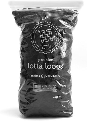 Friendly Loom | Lotta Loops - 10” PRO-Sized Black Potholder Weaving ...