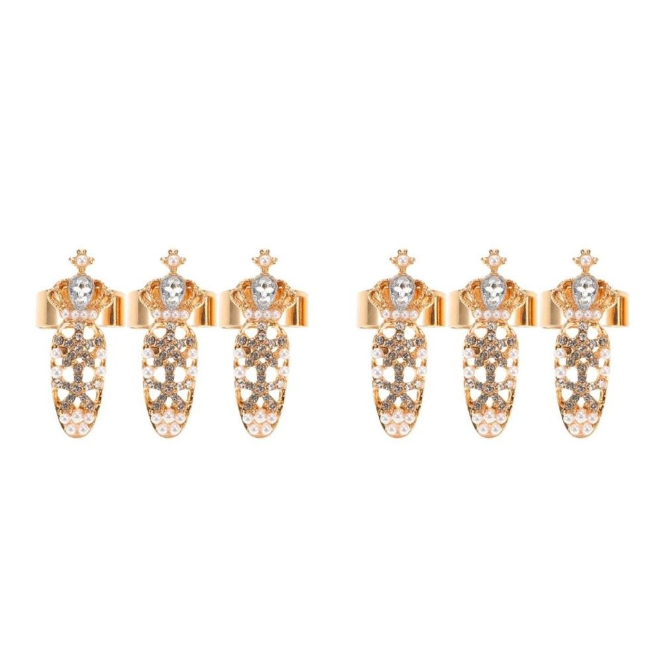 2 Count Nail Rhinestone Rings Finger for Women Silver Rhinestones ...