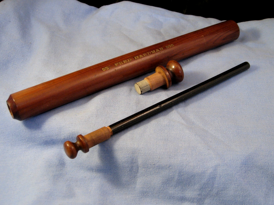 FRED HARDMAN WOODEN TREEN ANTIQUE ENGINEERS CYLINDRICAL RULER PENCIL ...