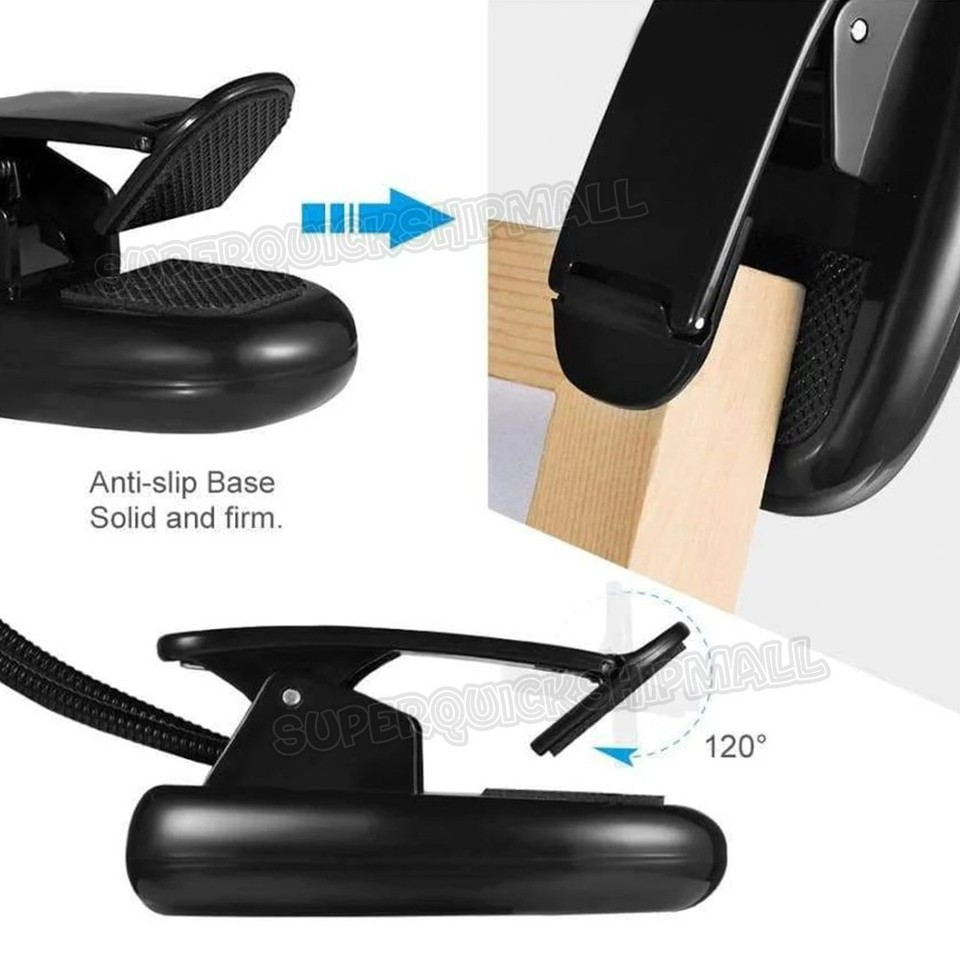 LED Book Reading Book Light Clip on Bed Rechargeable 3-level Brightness ...