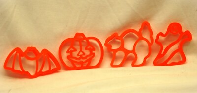 Orange Plastic Cookie Cutters Play-Doh Bat Pumpkin Cat Ghost Halloween ...