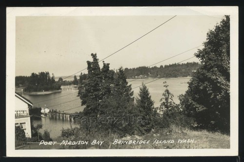 WA Winslow RPPC 1951 PORT MADISON BAY from BAINBRIDGE ISLAND Suquamish ...