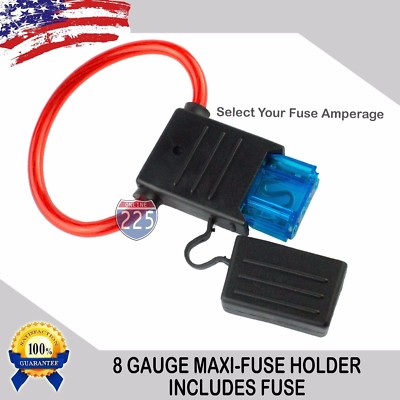 8 Gauge Heavy Duty MAXI Inline Fuse Holder w/ Waterproof Cap 12V/24V ...