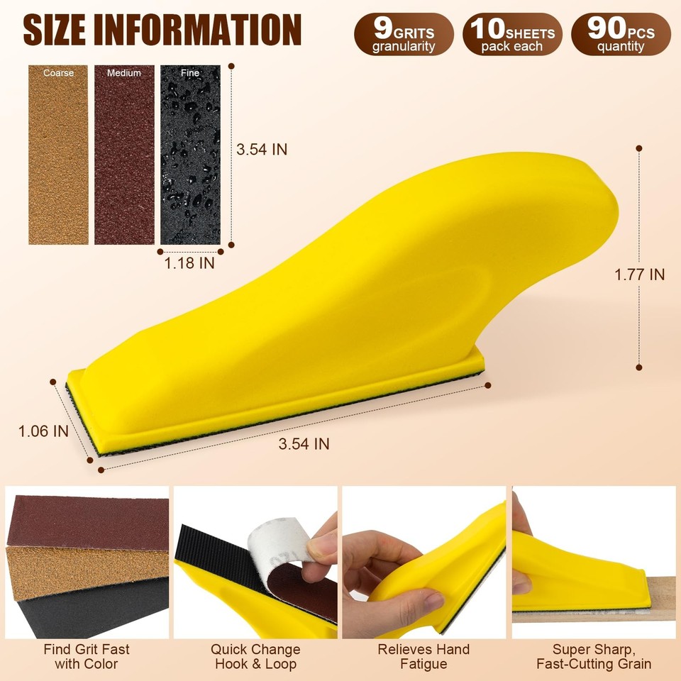 90PCS Premium Micro Detail Sander Kit, Updated 3-in-1 Mini Hand Sanding ...