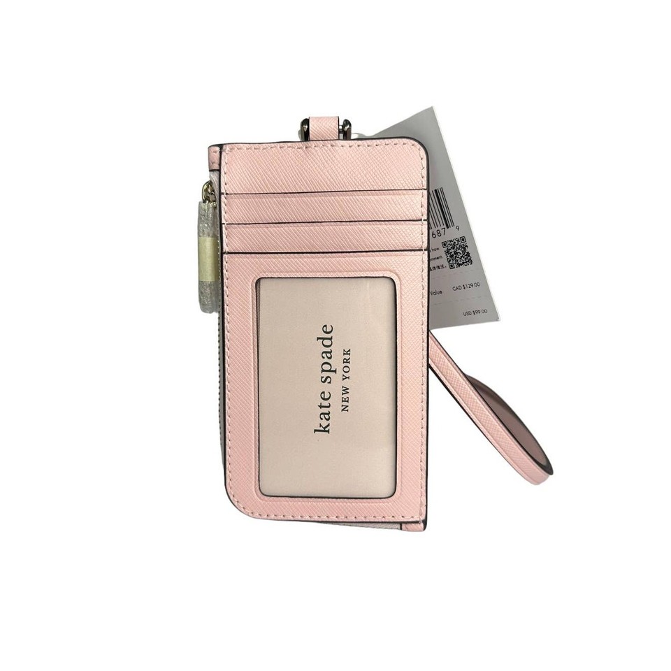 Kate Spade Staci ID Card Case Lanyard Chalk Pink | eBay