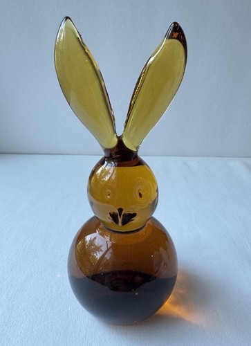 Blenko Glass Rabbit 6 1/2" Tall Amber Figurine Paperweight Rare | eBay