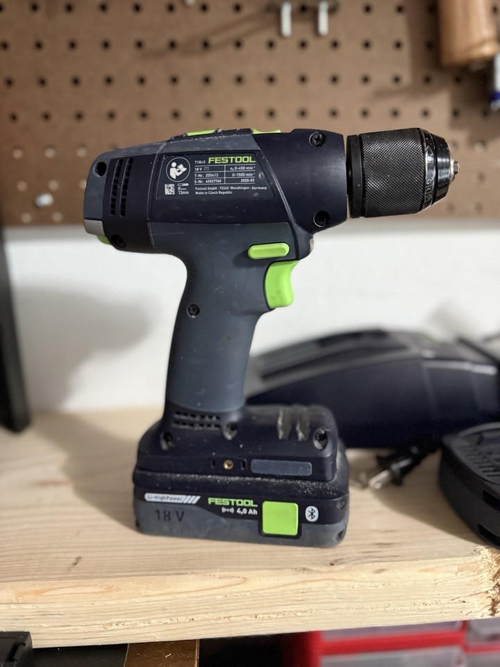 Festool T18+3-E Cordless Drill with 2x4.0Ah Bluetooth Batteries and ...