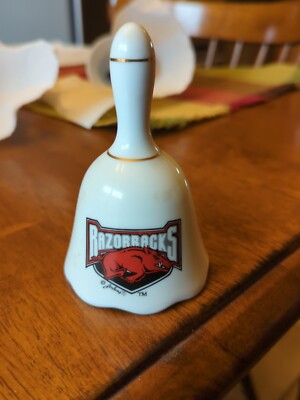 Arkansas Razorbacks - Hand Held Bell - 4" x 2.5" White Football | eBay
