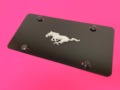 1x 3D PONY Horse Emblem Aluminum BLACK FRONT License PLATE Tag | eBay