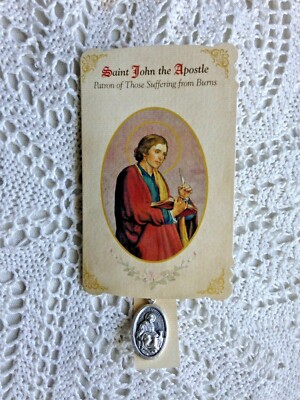 "St. John the Apostle" Prayer fold out & Medal Patron of Burns, NEW in ...