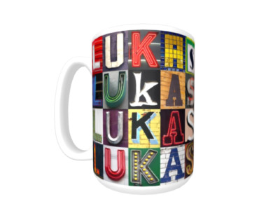 LUKAS Coffee Mug / Cup featuring the name in photos of sign letters | eBay