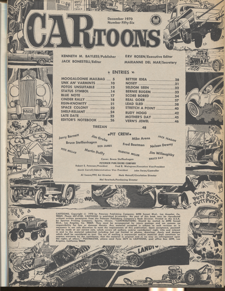 CARtoons December 1970 Bruce Steffenhagen Bruce Day Jack Feagan ...