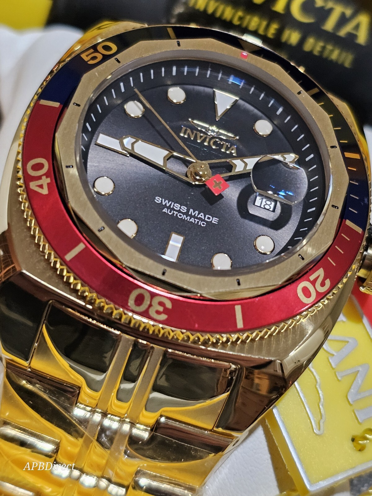 Invicta - Swiss Made R150 Automatic - Gold Plated - SAPPHIRE 52mm ...