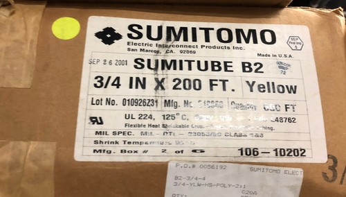 600' Sumitomo Electric Sumitube B2 3/4" Heat Shrink tubing Yellow | eBay