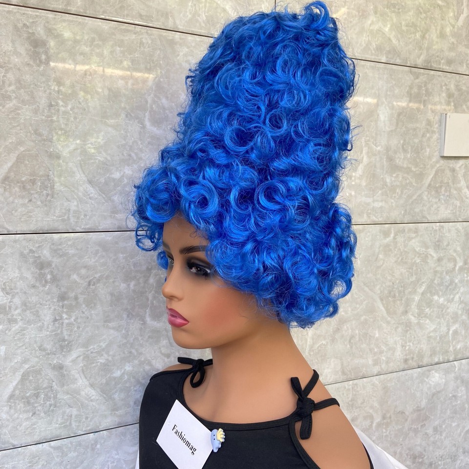 Deluxe Marge Simpson Theatrical Halloween Costume Beehive Wig Blue ...