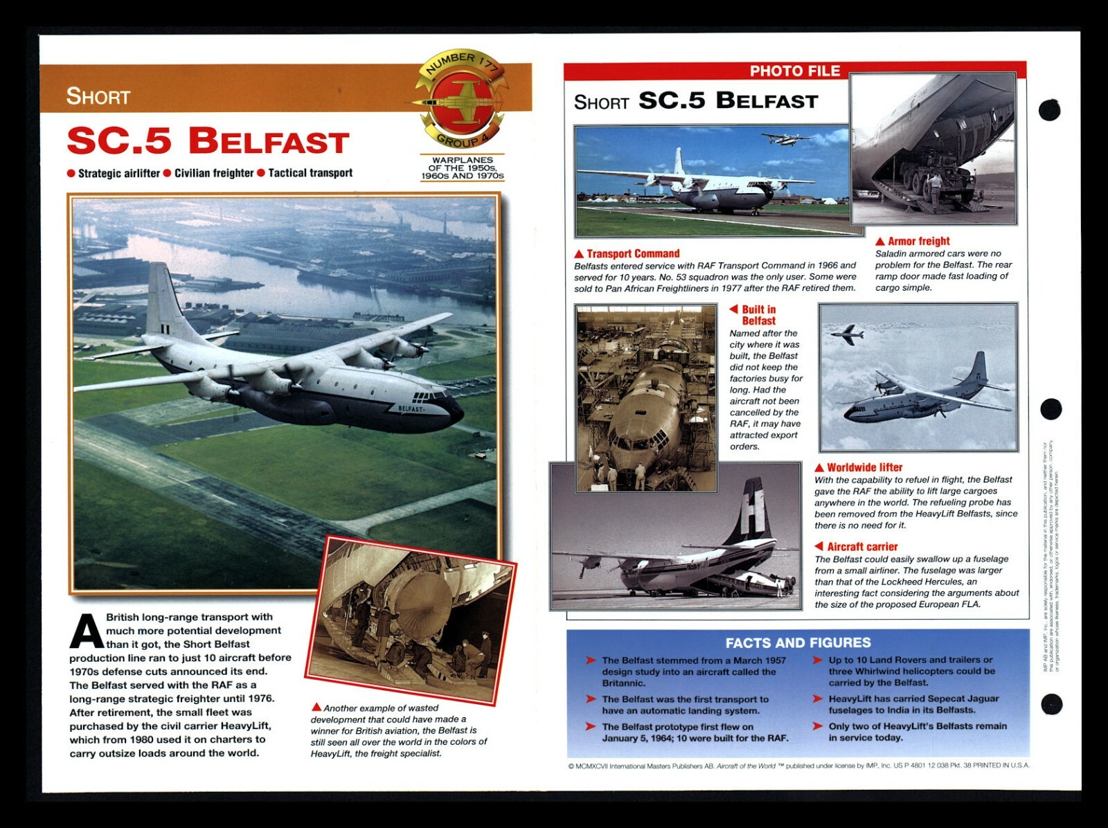 "SC.5 Belfast" SHORT Tactical Transport Warplane Aircraft of World Spec ...