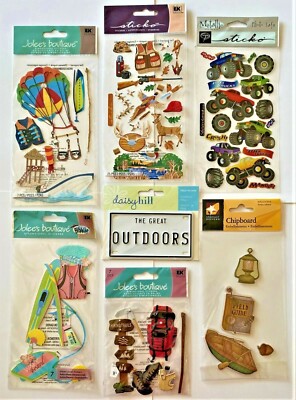 Scrapbooking - OUTDOOR / ADVENTURES Stickers & Embellishments - 7 Pkgs ...