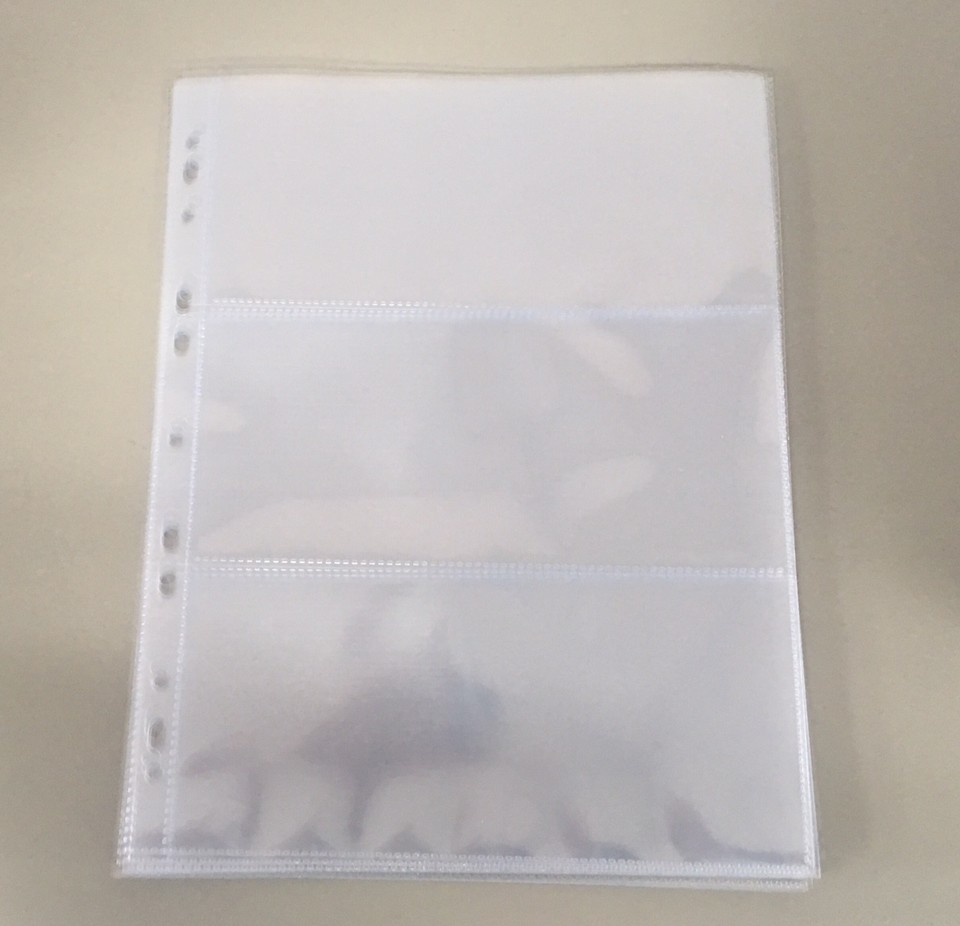 Clear Plastic Banknote Album Sheets Sleeves Storage Folder Holds 3 ...