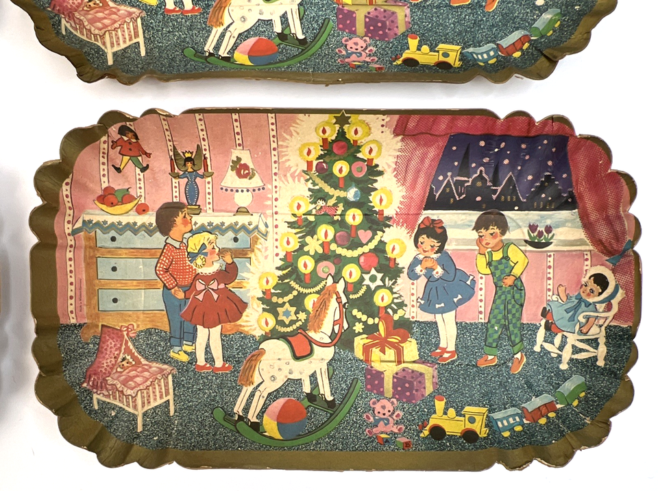 6 Vintage West German Pressed Paper Christmas Plate Bunter Tray | eBay